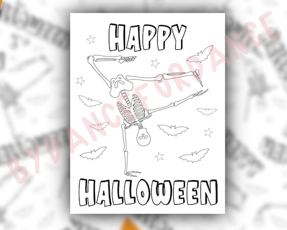 Skeleton Breakdancer Coloring Page Halloween L Break Dancing - Etsy