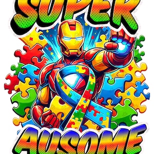 Autism Superhero Shirt Design PNG Ironman - Etsy