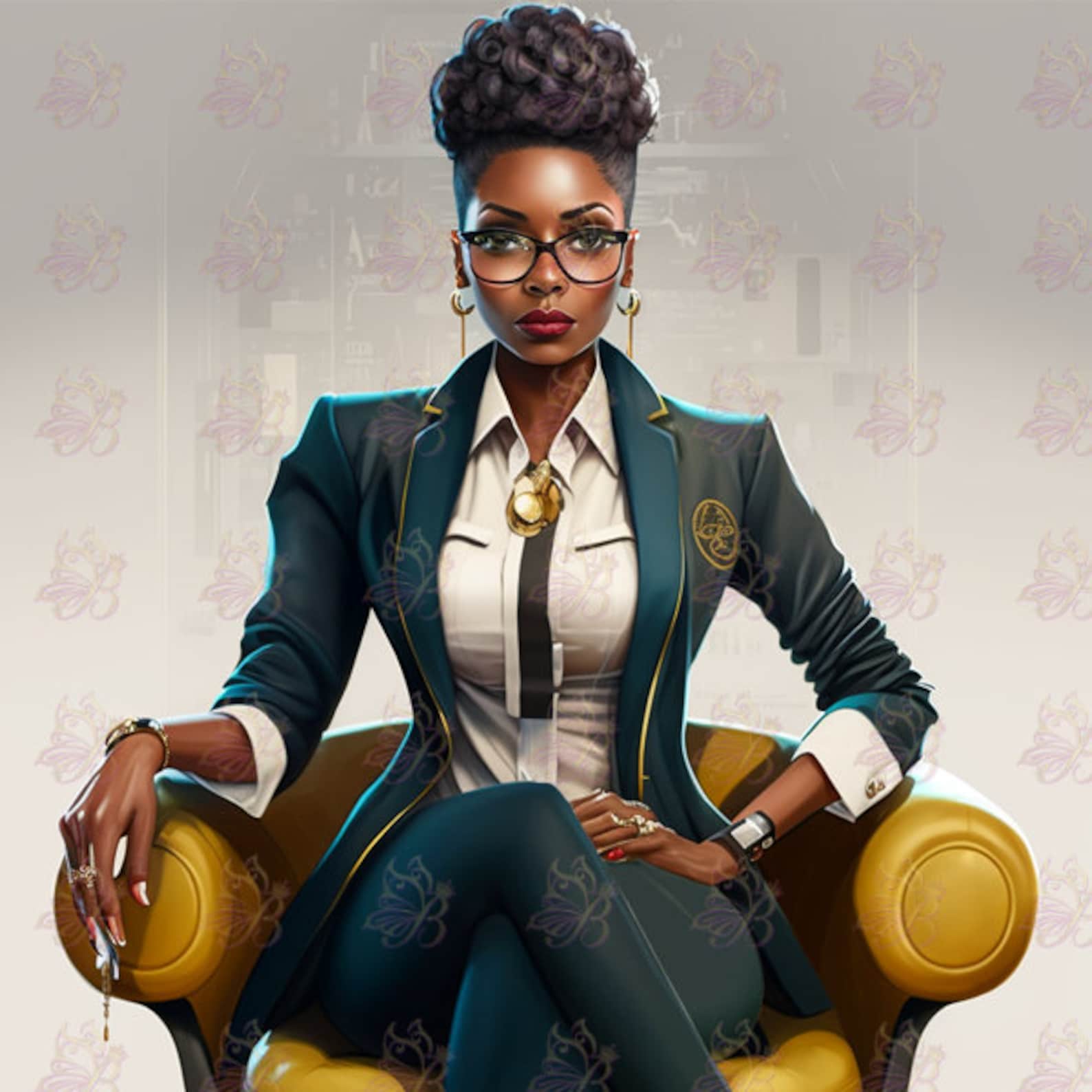 Beautiful Black Boss Lady Sitting PNG - Etsy