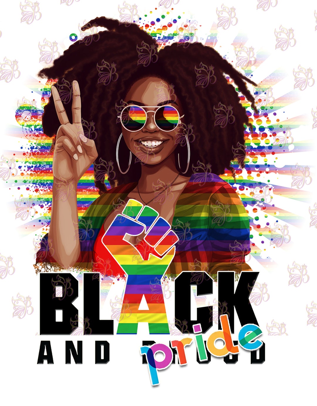 Black and Pride Lady With Locs Design - Etsy