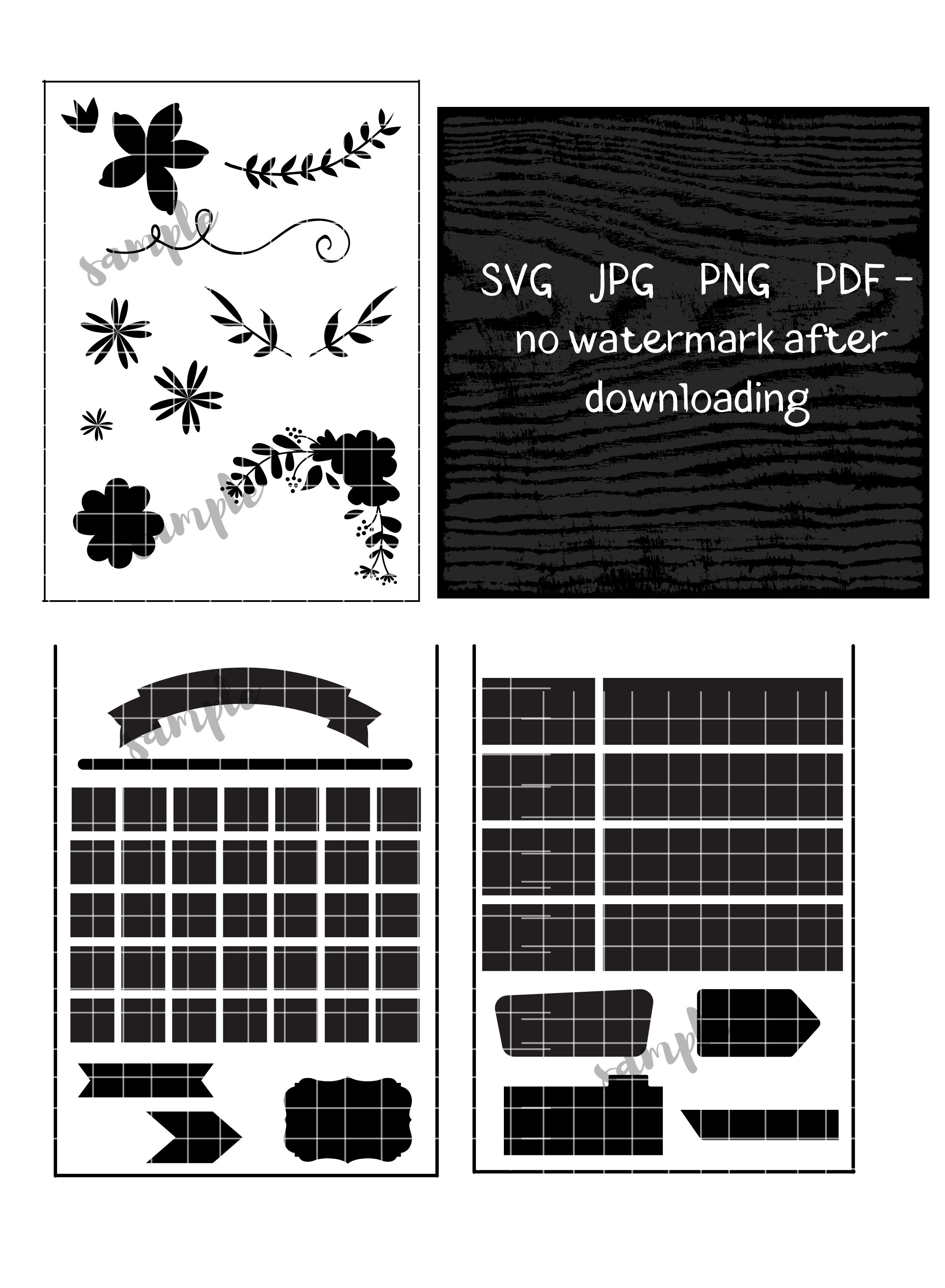 Bullet Journal Templates - SVG PNG JPG Pdf - Crafting and Cutting - Etsy