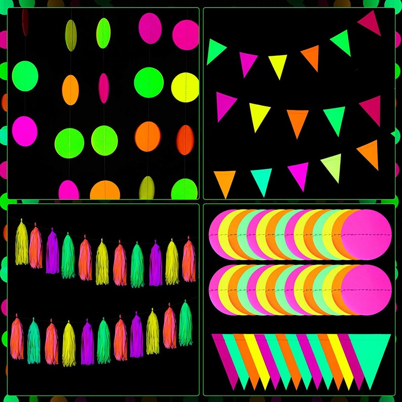 Neon Party Set/black Light Reactive Decorations/glow Party - Etsy