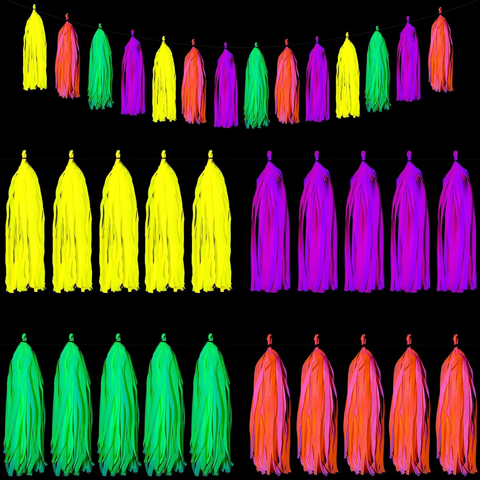 Neon Party Set/black Light Reactive Decorations/glow Party - Etsy