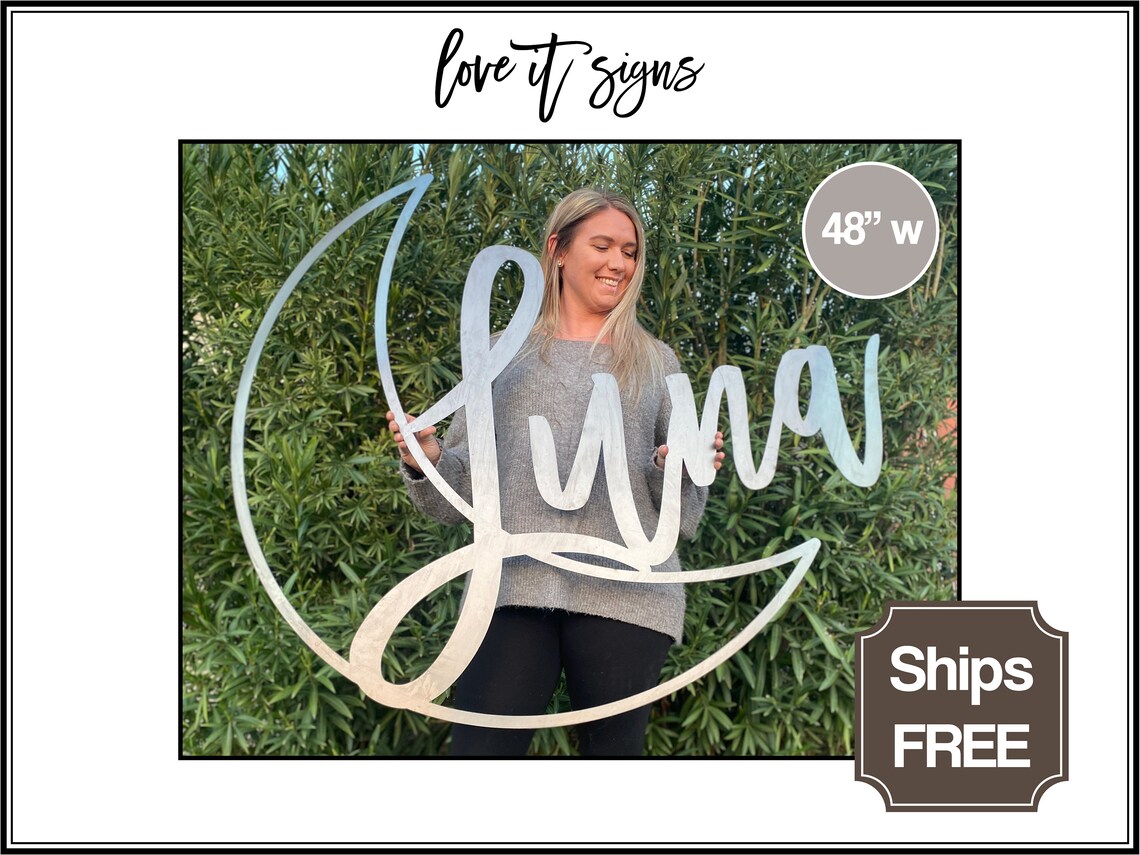 Personalized Moon Metal Sign Custom Metal Name Name Rustic - Etsy