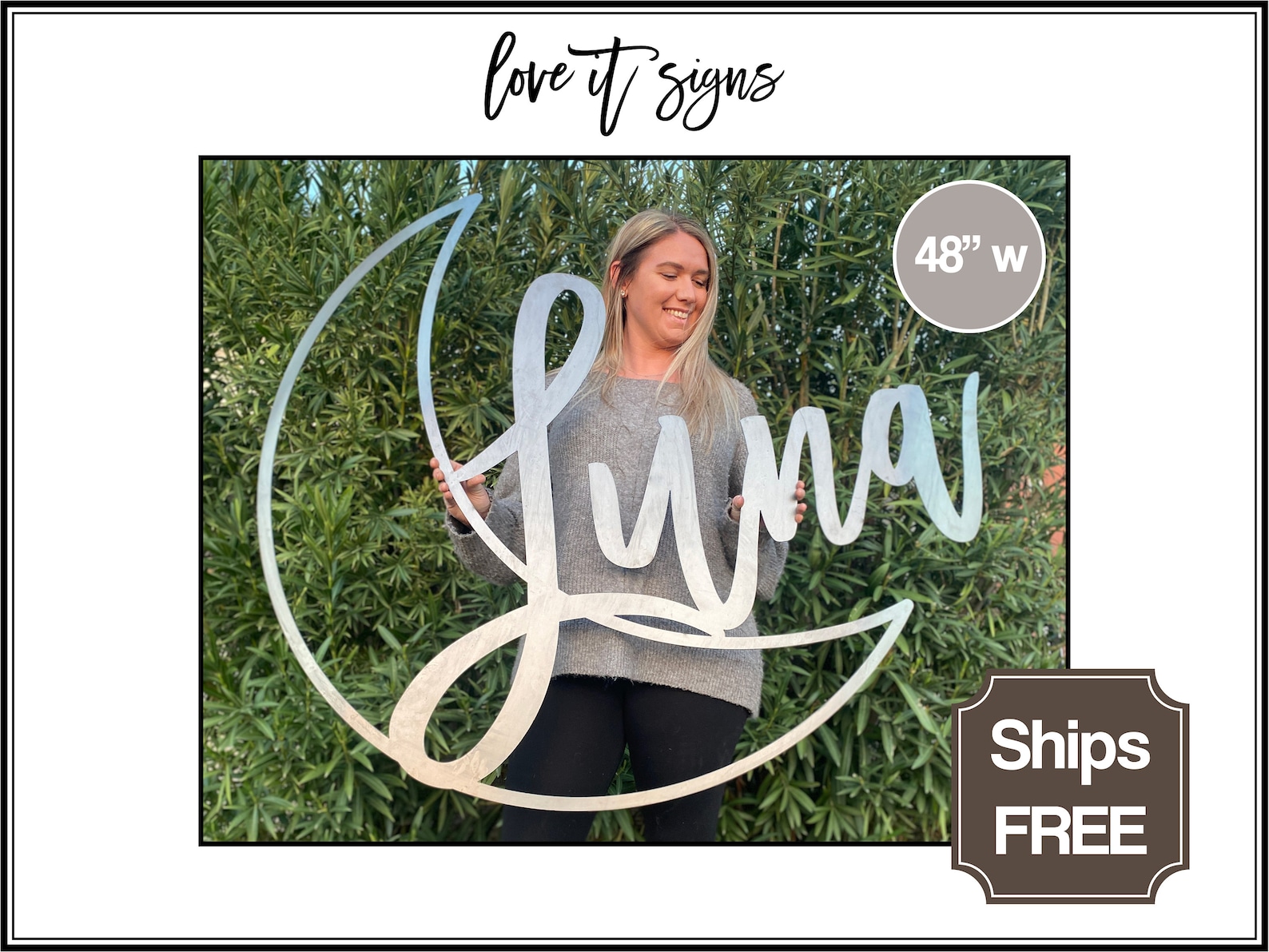 Personalized Moon Metal Sign, Custom Metal Name, Name, Rustic, Modern ...