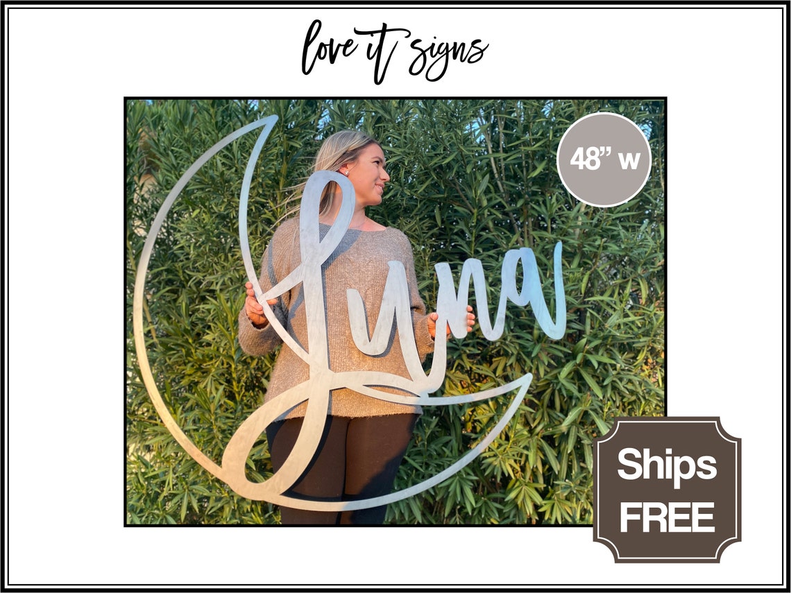 Personalized Moon Metal Sign Custom Metal Name Name Rustic - Etsy