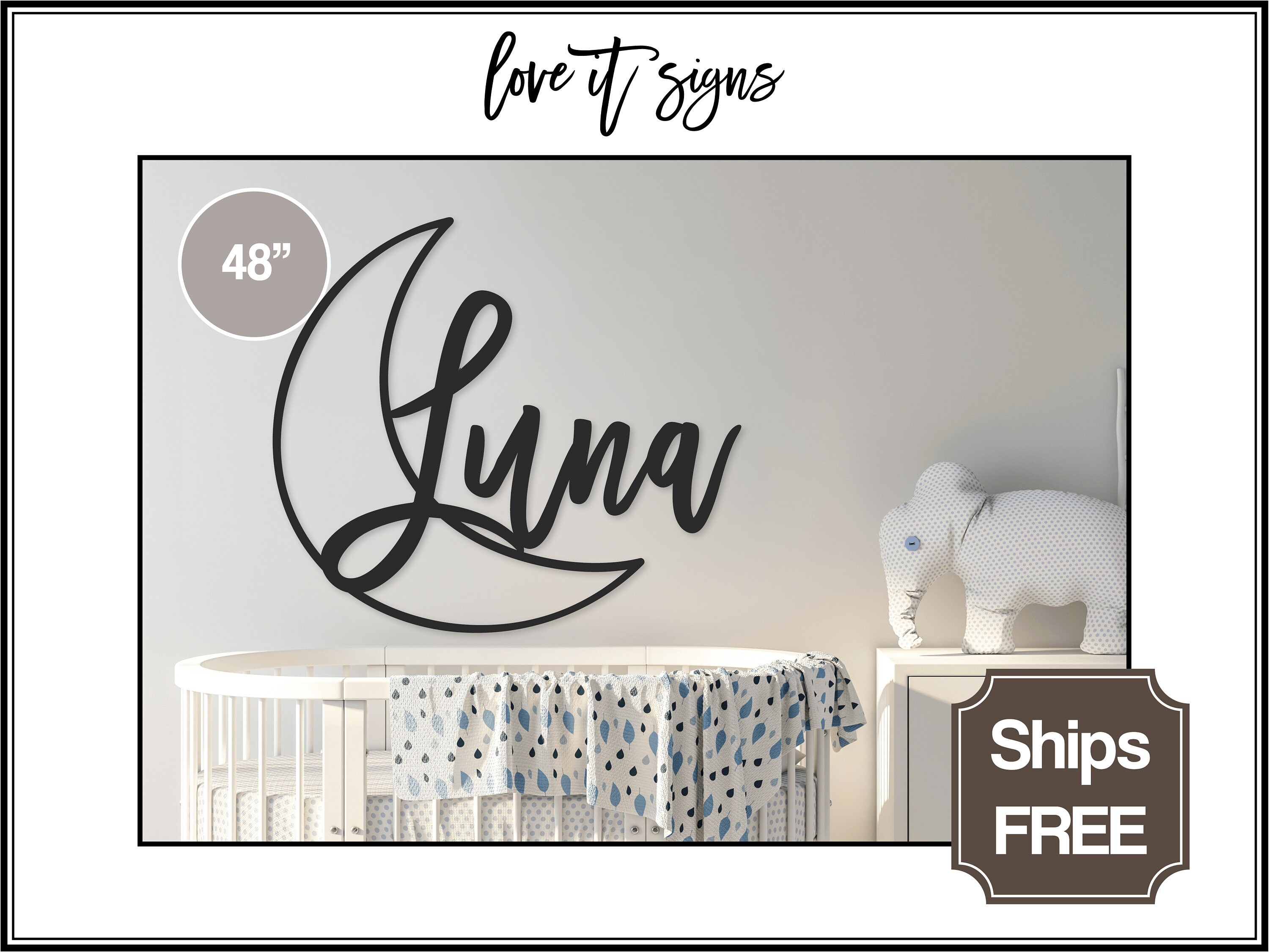 Personalized Moon Metal Sign, Custom Metal Name, Name, Rustic, Modern ...