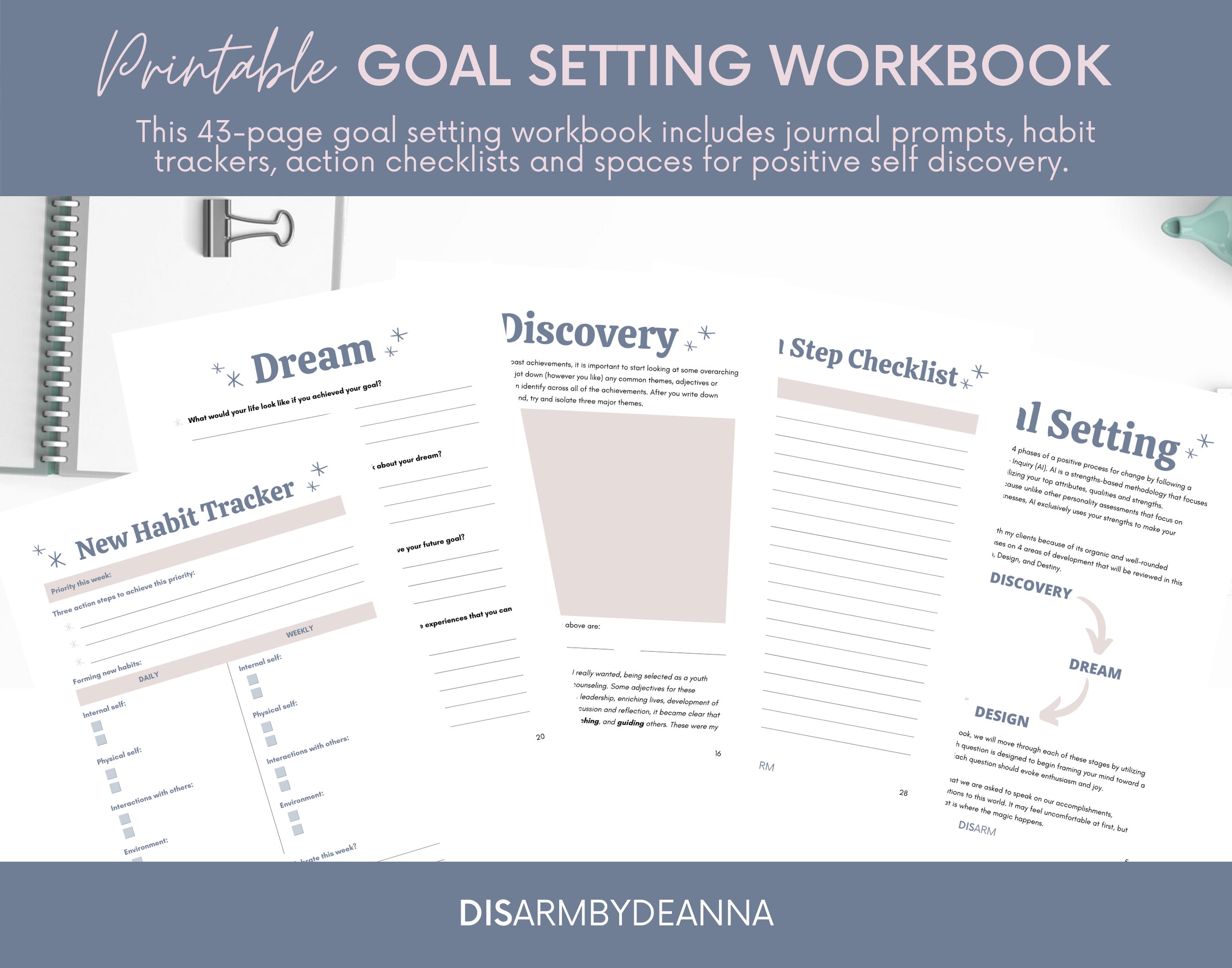 GOAL SETTING WORKBOOK Printable Goal Planner Toolkit Dream Setting ...