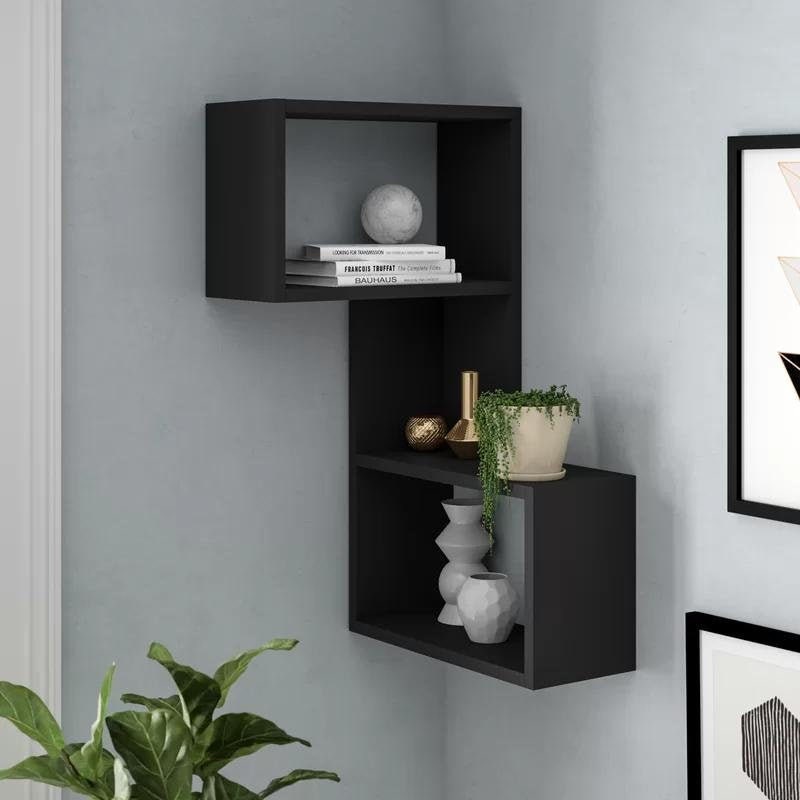 Black Corner Wall Shelf
