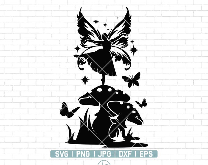 Fee SVG, Fee Garten svg, Feen svg, Schmetterling svg, Pilz svg, Blume ...