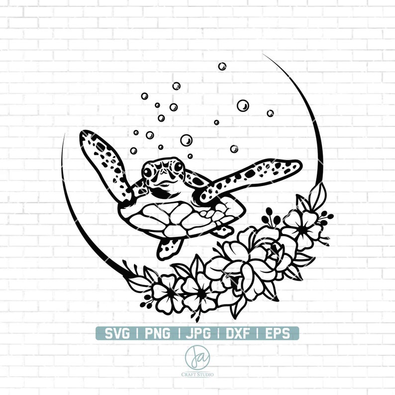 Floral Turtle Svg Sea Turtle Svg Flower Turtle Svg - Etsy