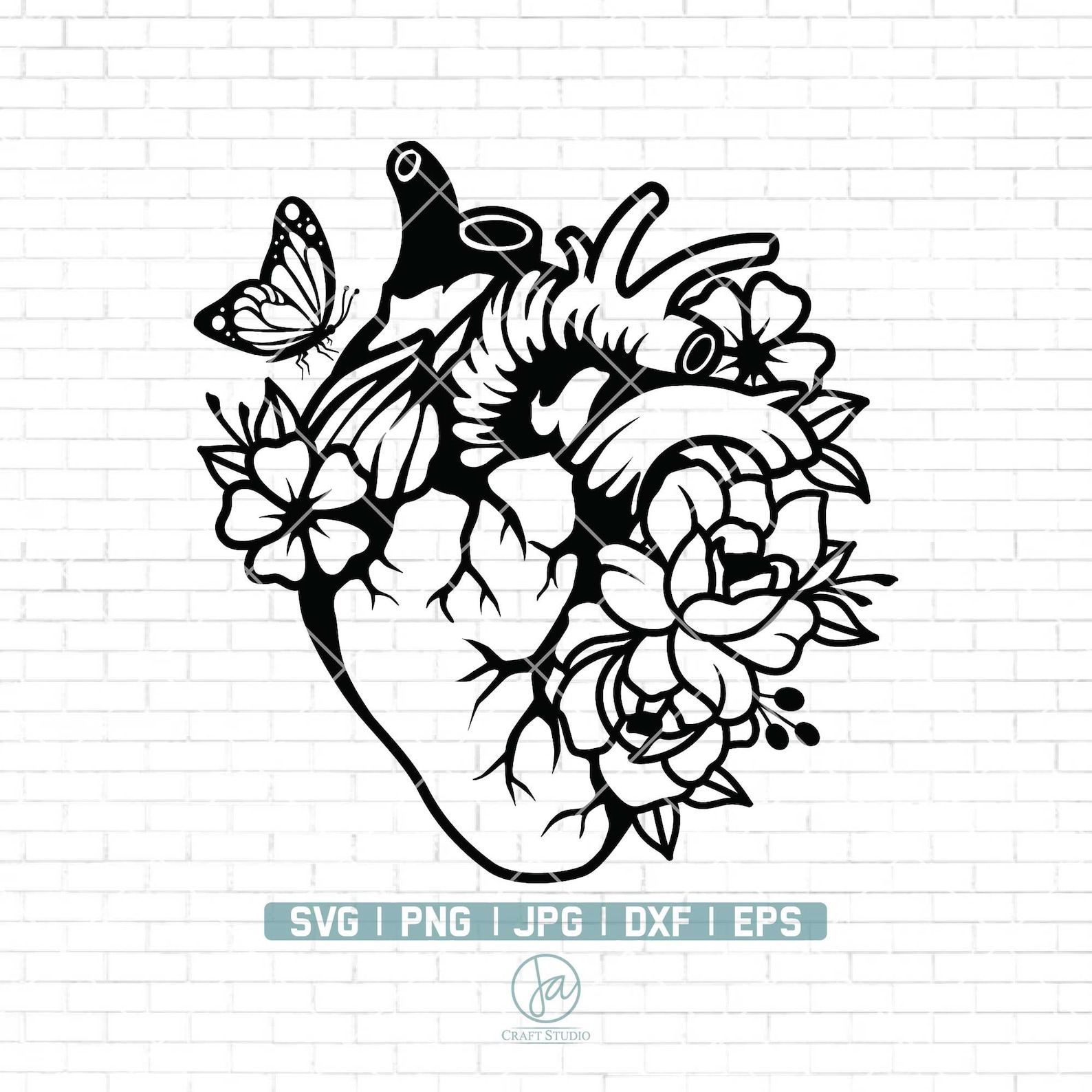 Cardiology SVG | Anatomical Heart With Flowers SVG | Floral Heart Svg ...