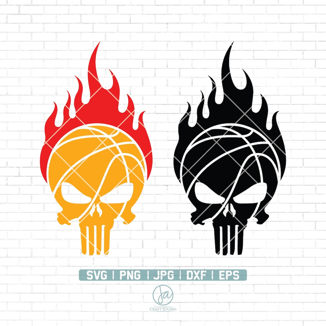 Basketball Svg | Basketball Skull Flames Svg | Basketball Shirt Svg ...