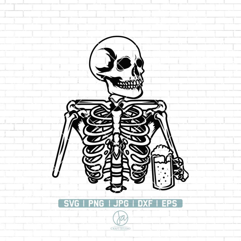 Skeleton Drinking Beer SVG | Lager SVG | Draft Beer SVG | Alcoholic ...