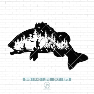 Bass Fishing Svg | Bass Svg | Jumping Bass Svg | Fishing Svg | Large ...