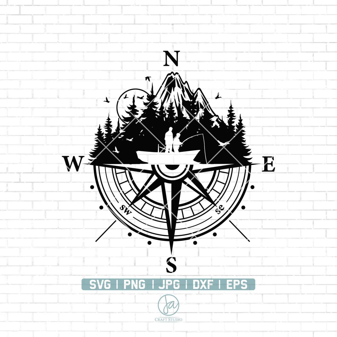 Fisherman Catching Fish SVG Funny Fishing Svg Compass Svg - Etsy