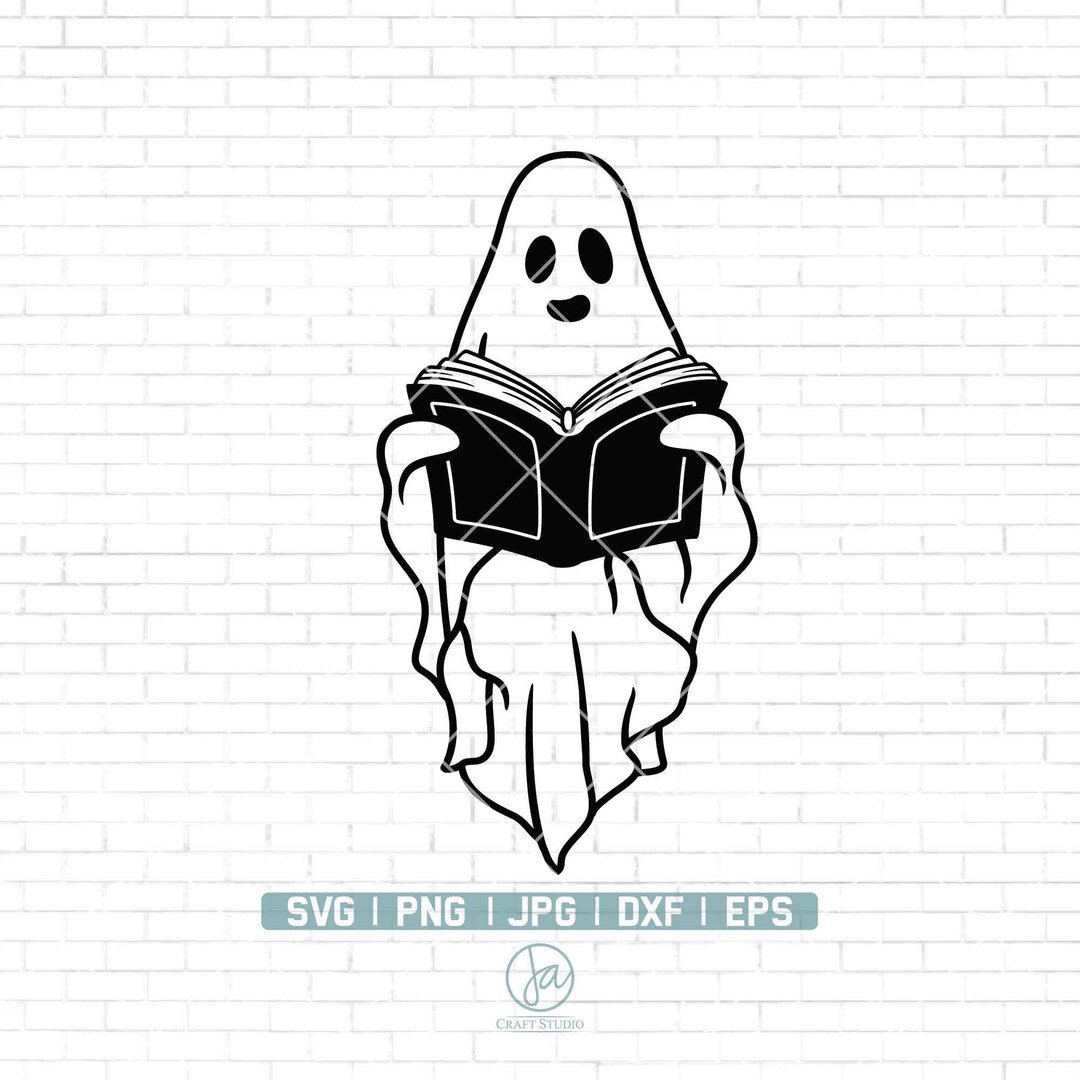 Halloween Book Lover SVG | Ghost Reading Book Svg | Halloween Teacher ...