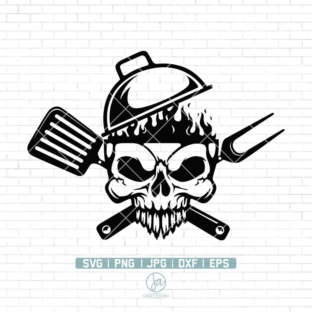 Grill Skull SVG | Griller Crossbones SVG | Grilling T-shirt | Skull Svg ...