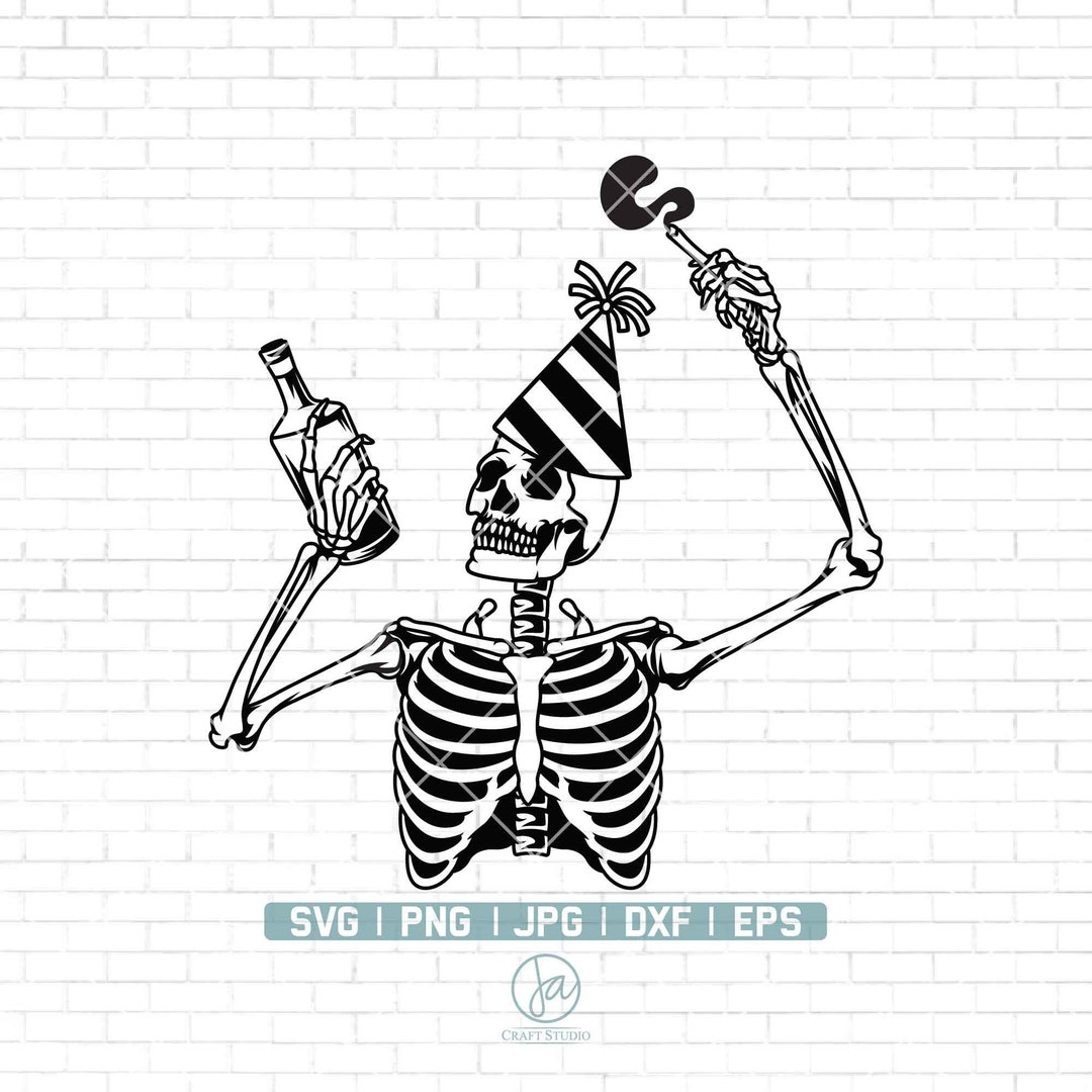 Party Skull Svg | Party Skeleton Svg | Skeleton SVG | Gothic Decal T ...