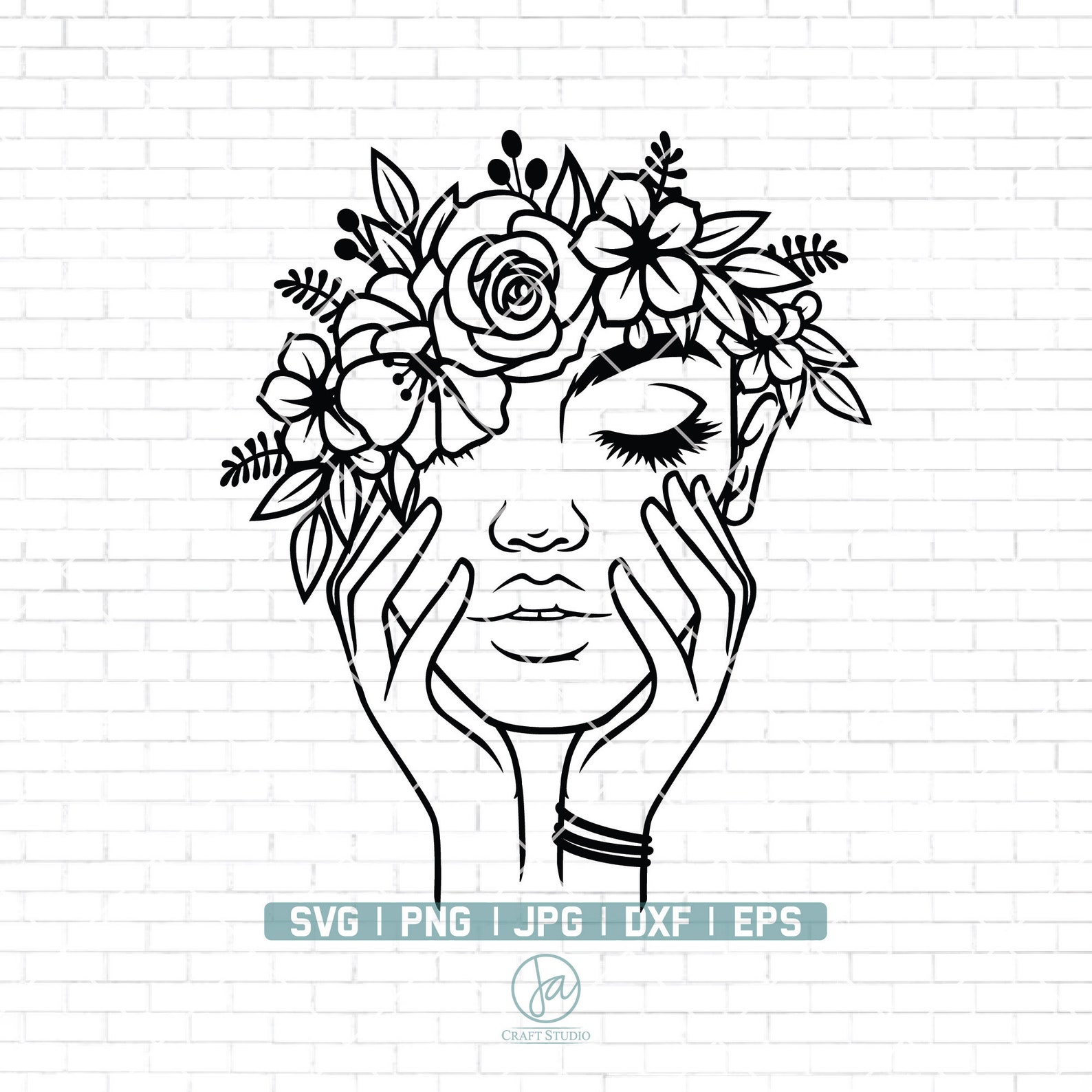 Floral Woman Svg File Flowers SVG Silhouette Woman With | Etsy