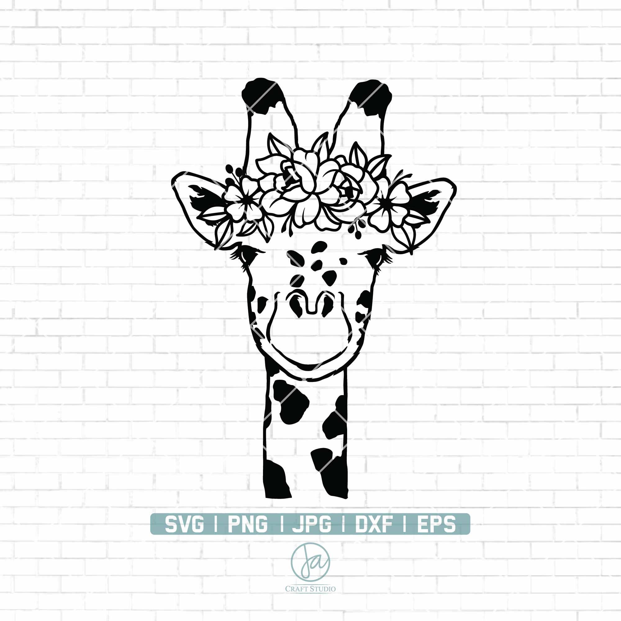 Giraffe Svg | Giraffe Flower Svg | Giraffe With Flower Crown Svg ...