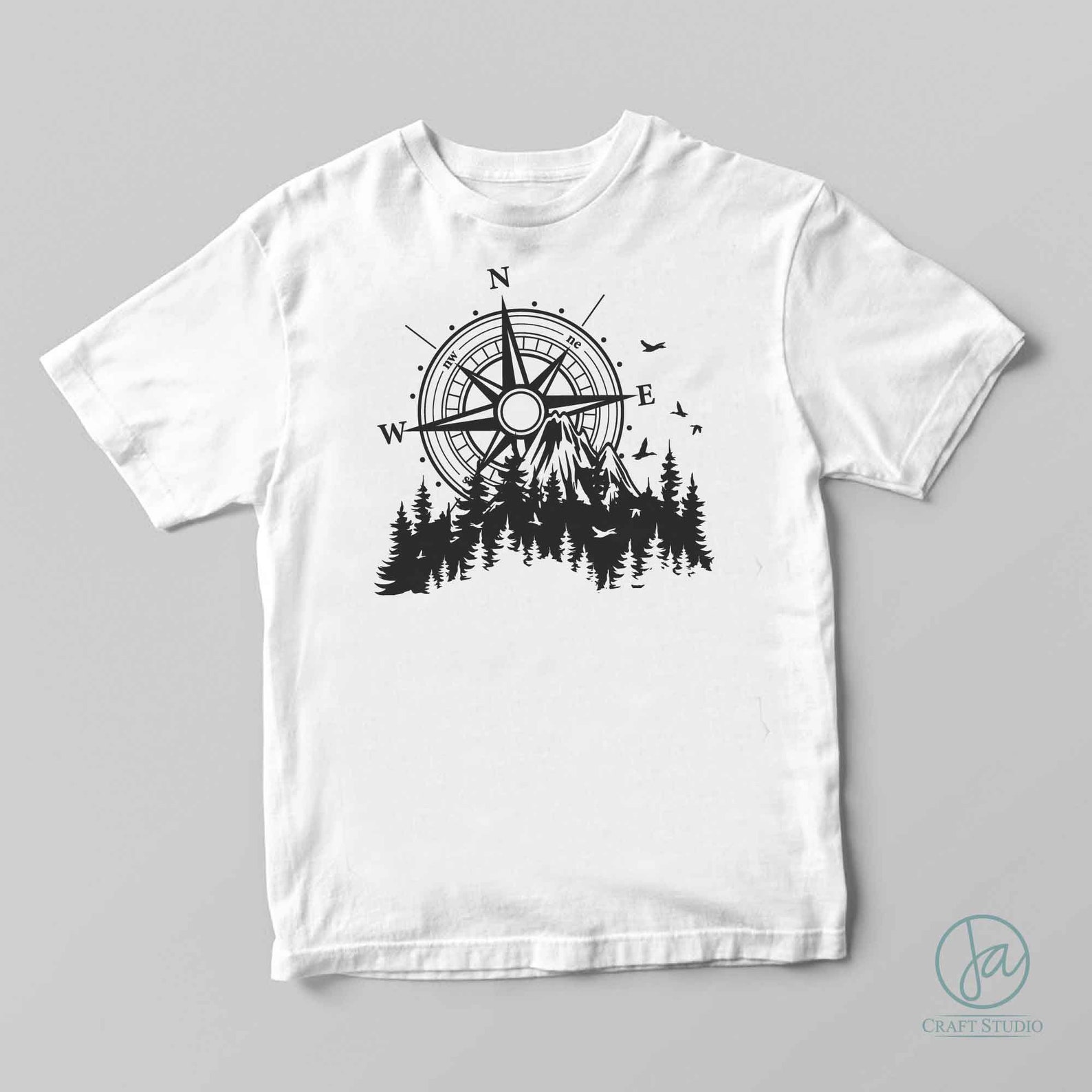 Compass and Mountains Svg | Compass and Forest Svg | Nature Svg ...