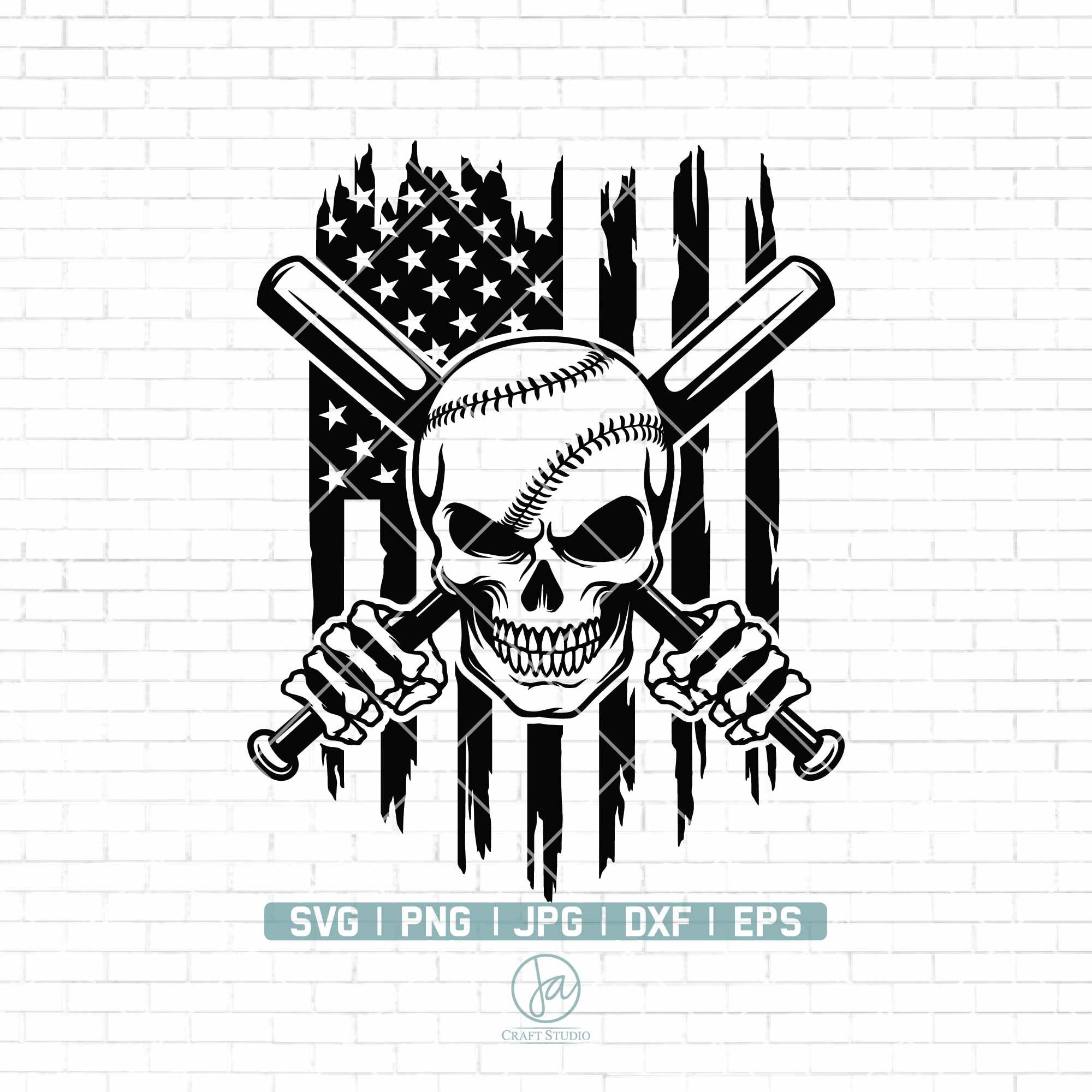 Skull Softball Logo Cartoon Image Of Flaming Baseball Bats And Skull