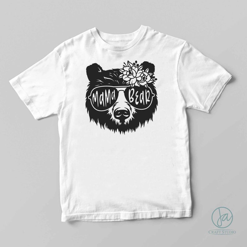 Mama Bear Svg Floral Bear Svg Mama Bear With Sunglasses Etsy