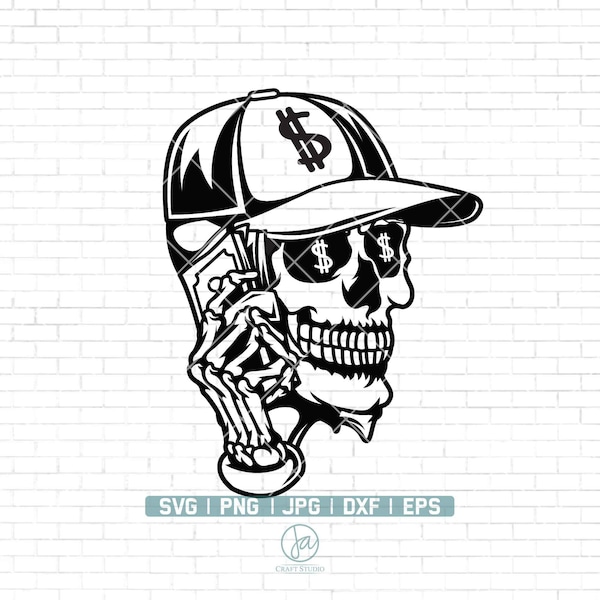 Skull Money Svg - Etsy