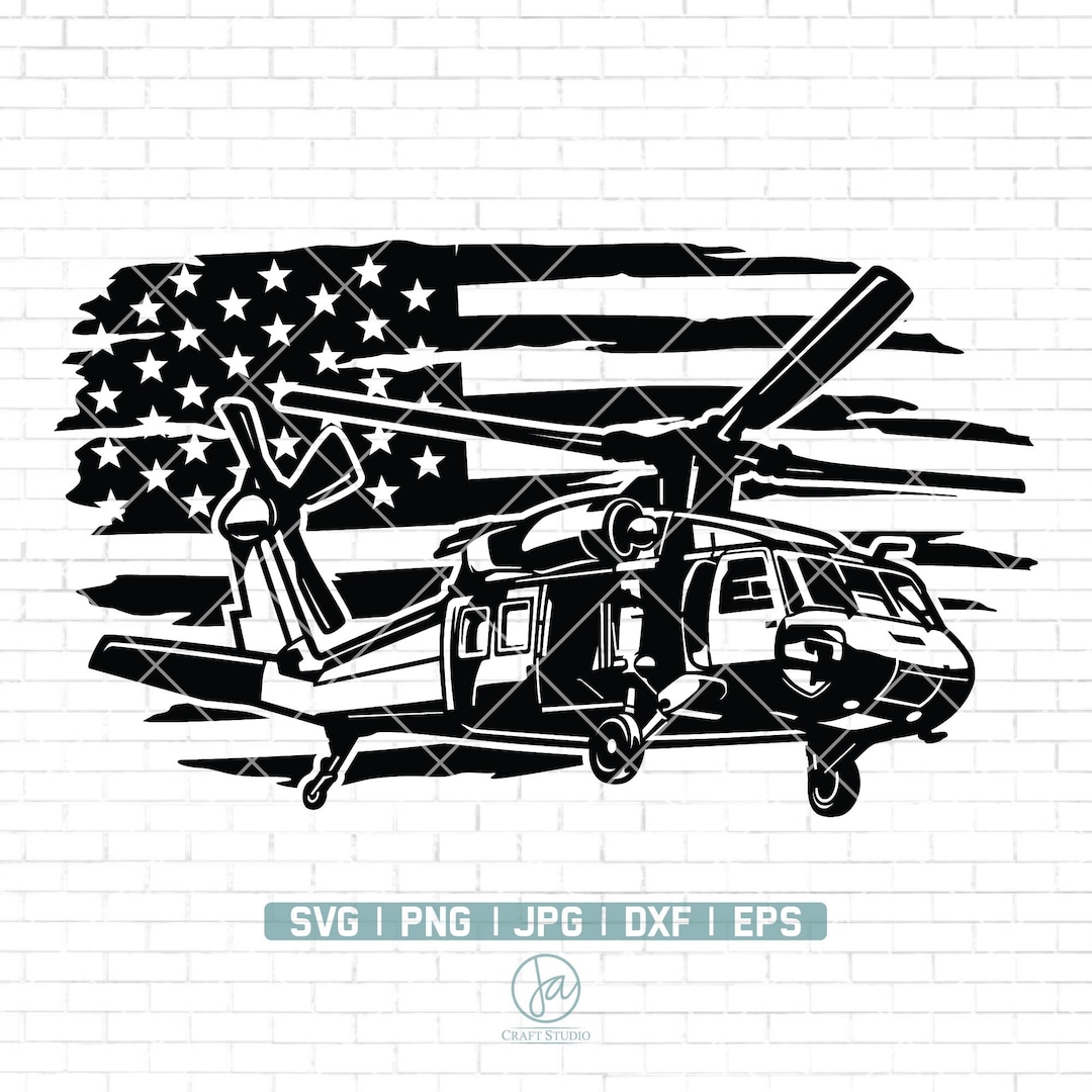 US Black Hawk Helicopter SVG | Helicopter Svg | Chopper Svg ...