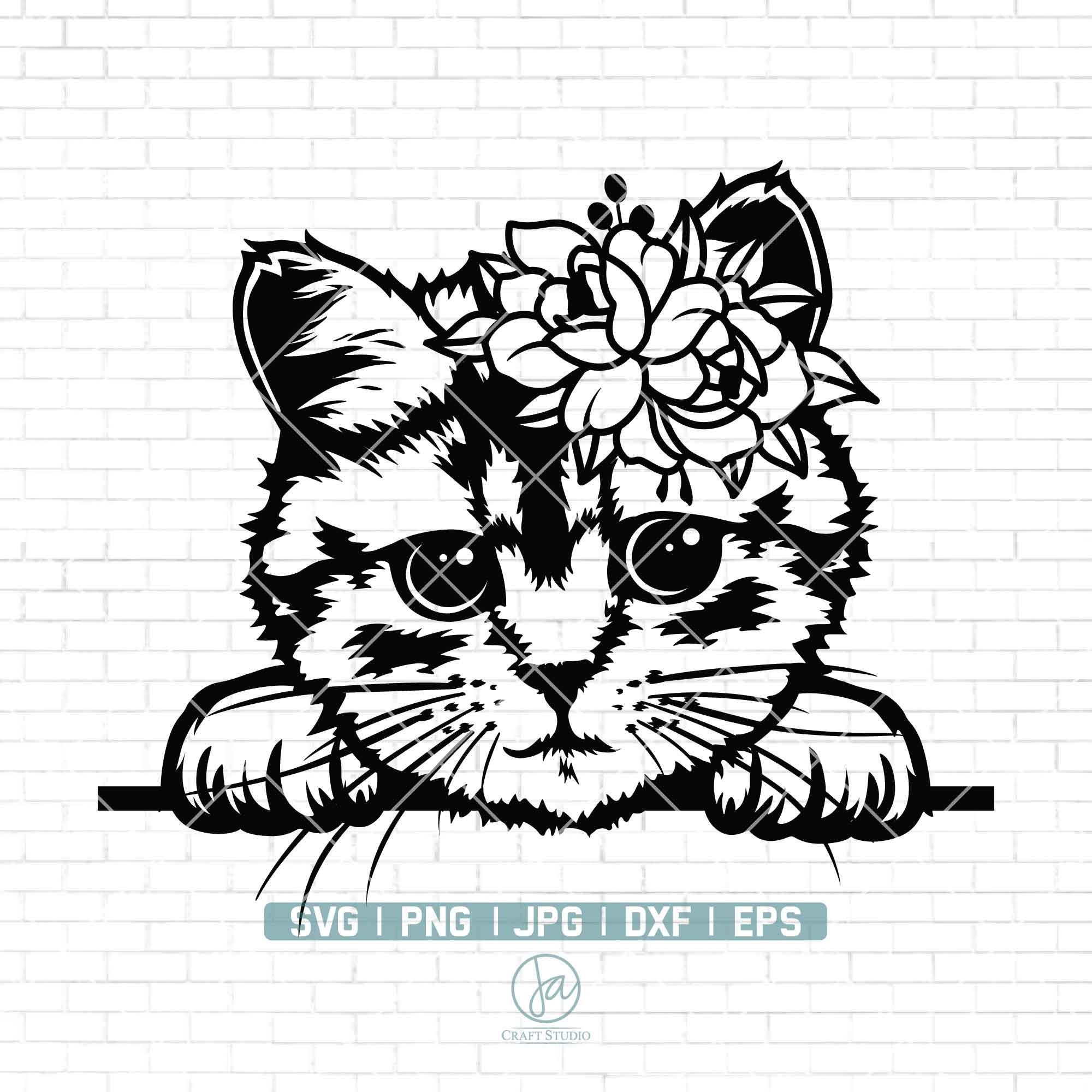 Cute Cat SVG Floral Cat Svg Cat Svg Cat Clipart - Etsy
