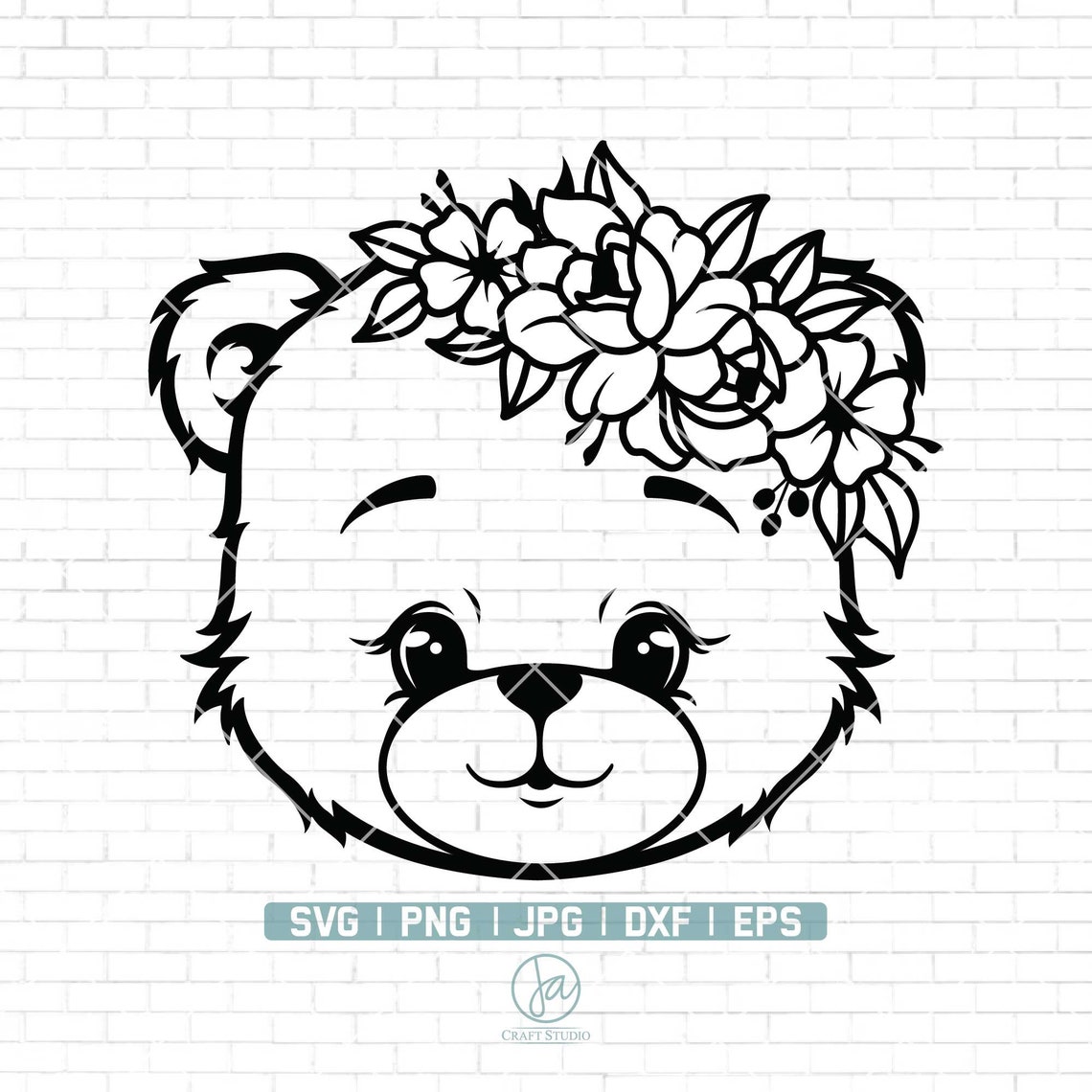 Floral Bear Svg Cute Bear Svg Floral Animal Svg Baby - Etsy
