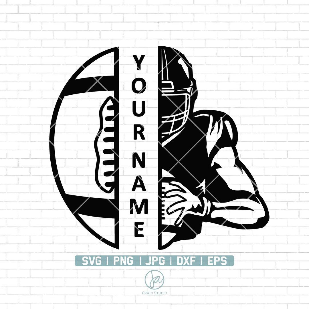 Football Name Half Svg | Customized Football Player Svg | American ...