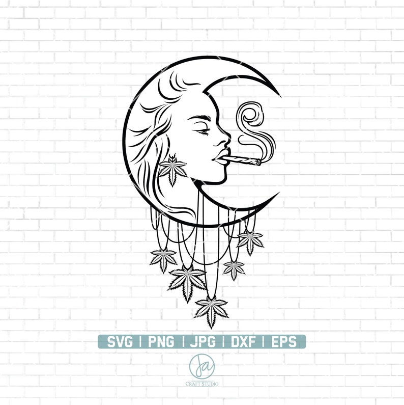 Weed High Smoking Moon Smoking Joint Svg Smoking Cannabis - Etsy