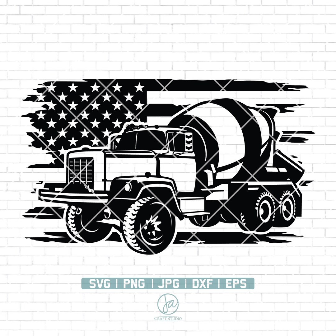 US Concrete Mixer Truck Svg | Cement Mixer Svg | Construction Truck Svg ...
