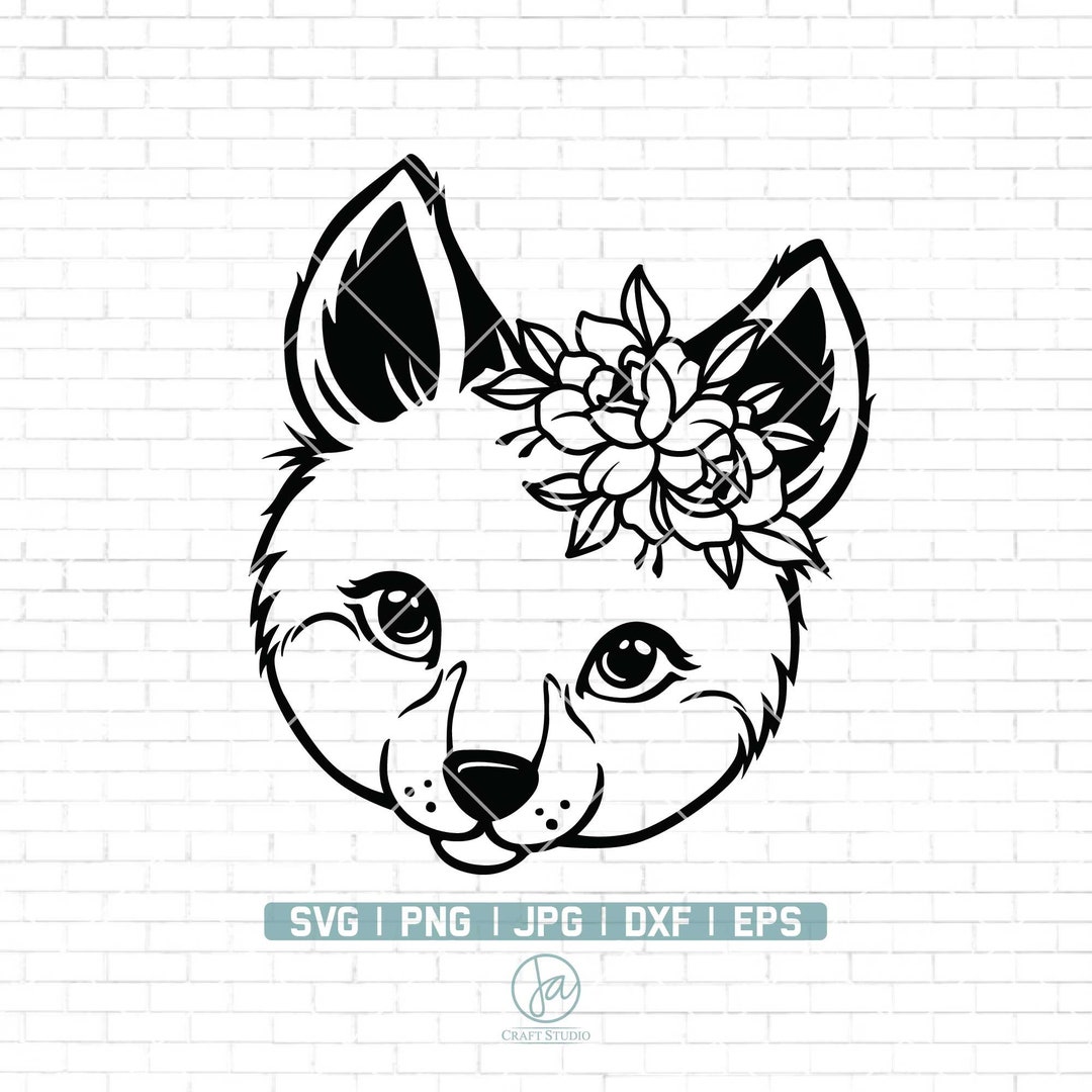 Floral Fox Svg | Cute Fox Svg | Floral Animal Svg | Floral Farm Animal ...