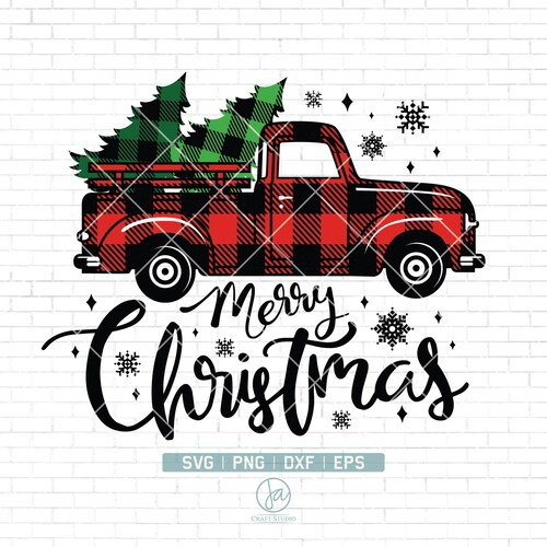 Buffalo Plaid Christmas Truck Svg Dxf Png Red Vintage Truck - Etsy