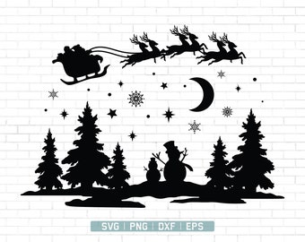 Winter Scene Svg File Christmas Village Svg Santa Claus - Etsy