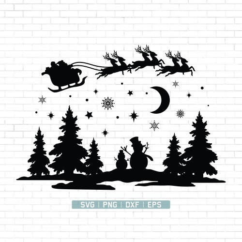 Winter Scene Svg File Christmas Scene Svg Santa Claus Svg - Etsy