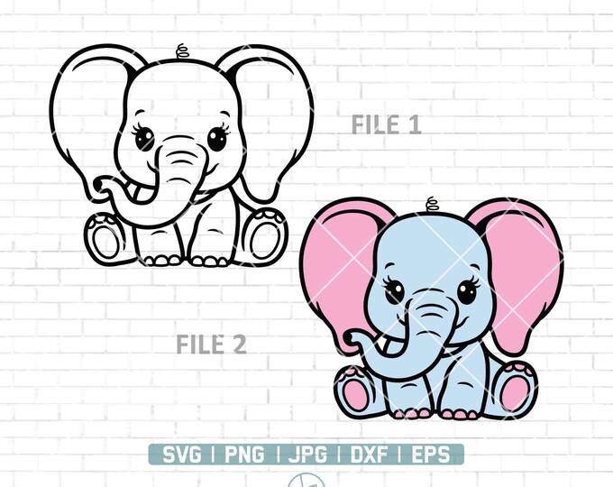 Baby Elephant SVG, Cute Elephant, Baby Boy, Baby Girl Cut File ...