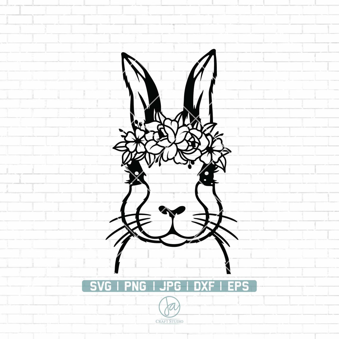 Rabbit With Flower Crown SVG Rabbit Face SVG Rabbit Cut - Etsy
