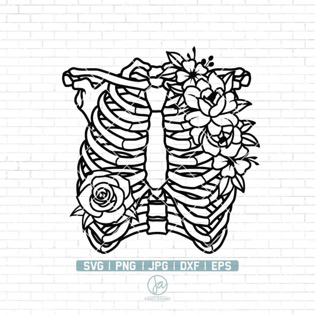 Ribcage Flowers Svg File | Skeleton Flower Svg | Rib Cage Floral Svg ...