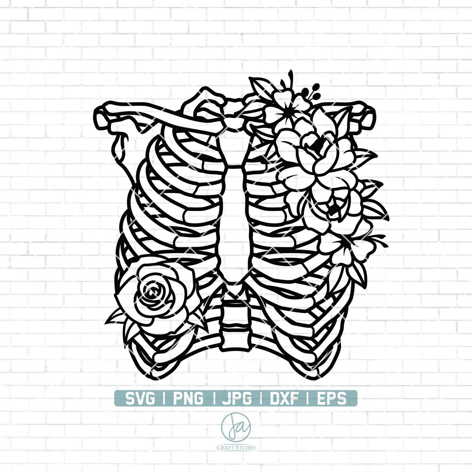 Ribcage Flowers Svg File | Skeleton Flower Svg | Rib Cage Floral Svg ...