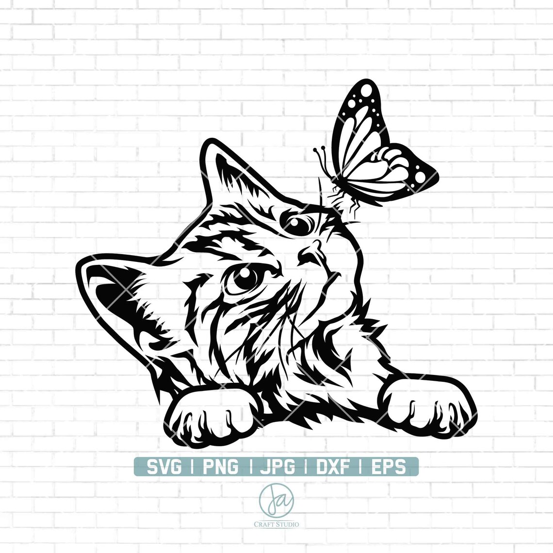 Cute Cat SVG | Curious Kitten Clipart | Cat Svg | Cat With Butterfly ...
