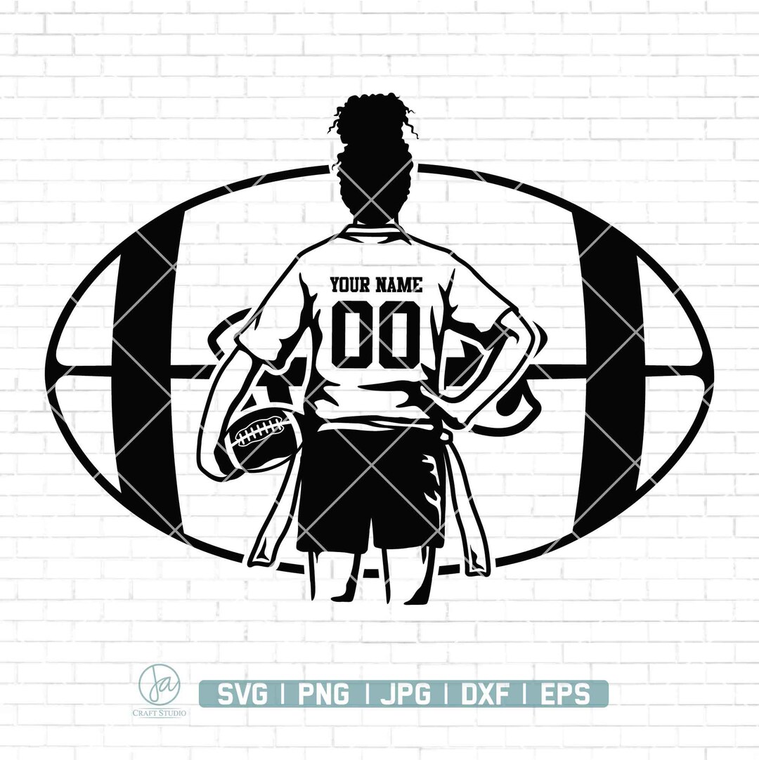 Flag Football Girl Svg | Personalized Name | Flag Football Player Svg ...