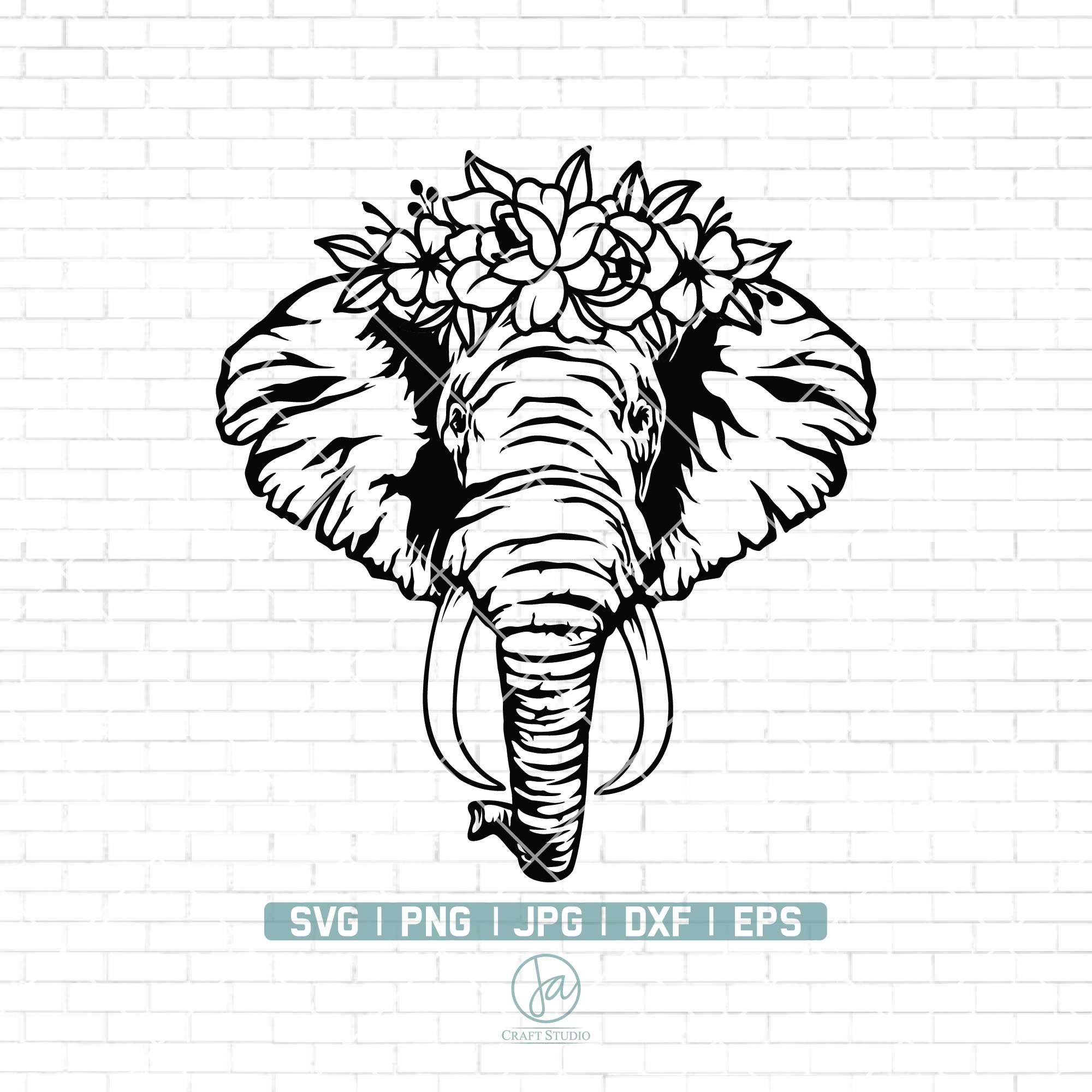 Floral Elephant Svg Flower Elephant Svg Elephant Svg - Etsy