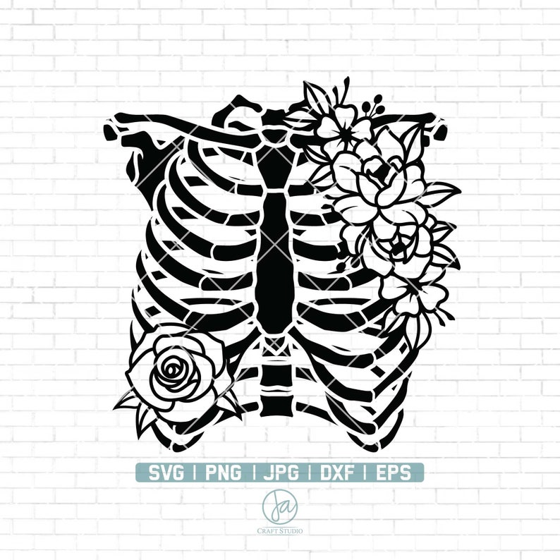 Rib Cage Floral Svg Ribcage Flowers Svg File Skeleton Etsy Australia