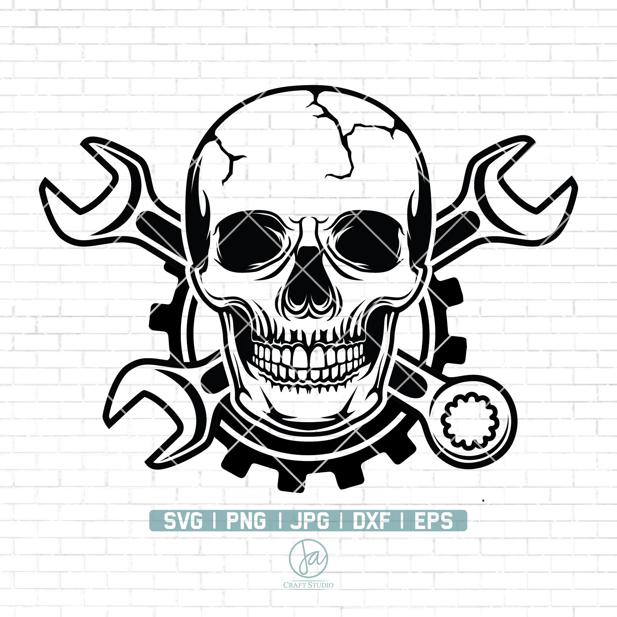 Skull Mechanic Svg | Patriotic Skull Svg | Mechanic Logo | Skull ...