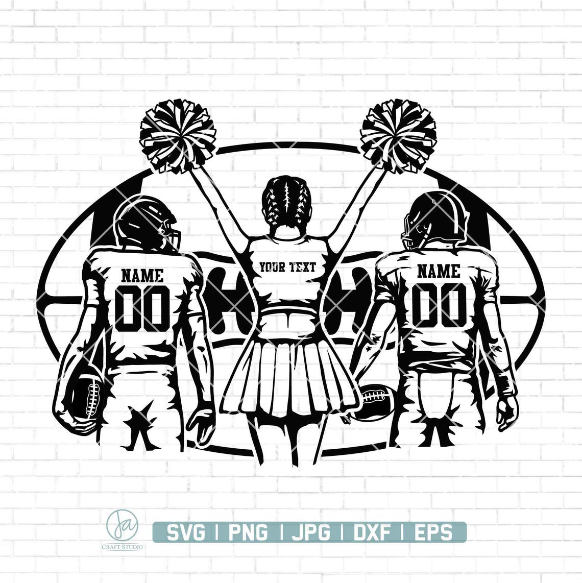 Cheerleader Svg | Football Player Svg | Football Name Svg | Cheer Dance ...