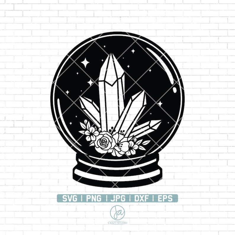 Crystal Ball SVG File | Mystical SVG | Crystal With Flower SVG | Floral ...